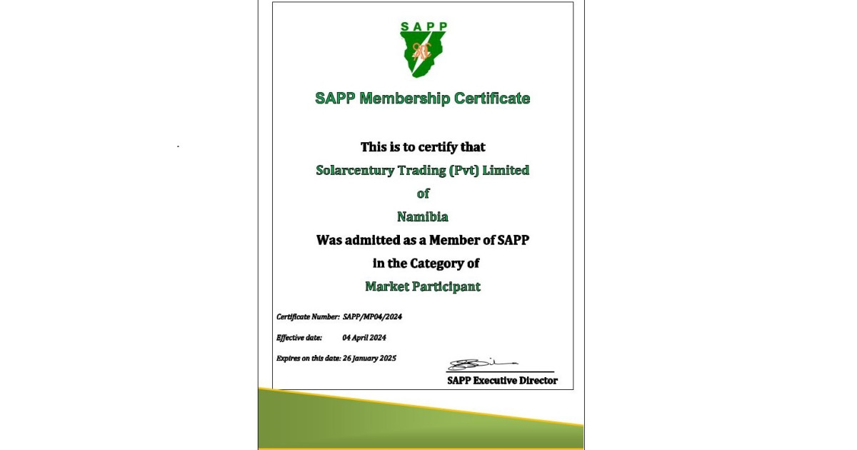 Solarcentury Africa Granted full unconditional Southern African Power ...